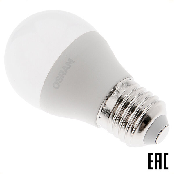 Лампа 7Вт 79897 LVCLP75 10SW/830 230V FR E27 800Лм 3000К светодиодная шарик тёплый белыйсвет (OSRAM) (11 шт. в наборе)