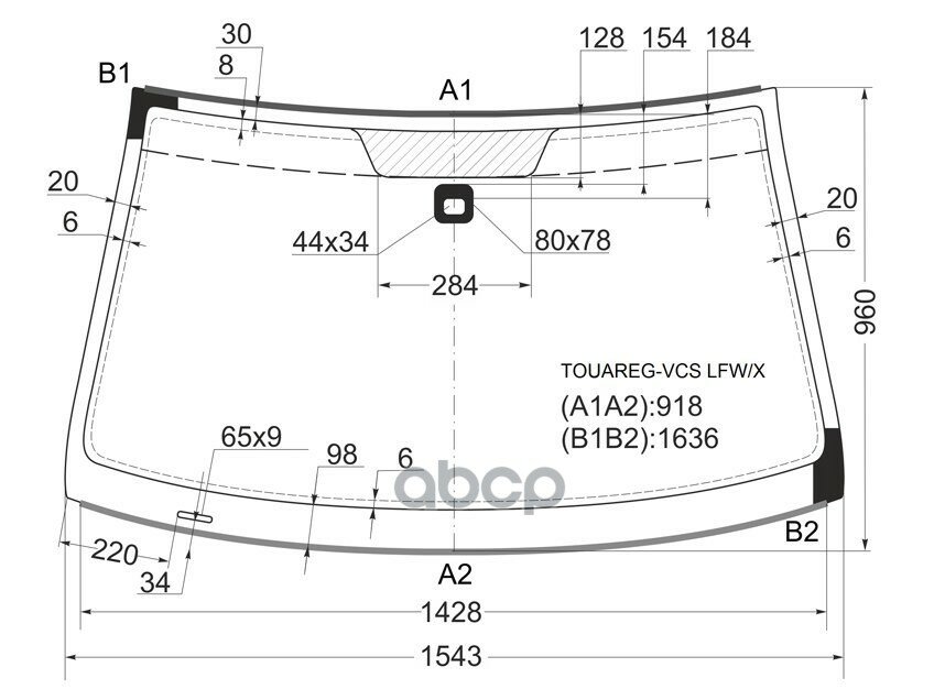 Стекло лобовое (Датчик дождя/ Молдинг) Volkswagen Touareg 02-10 / Porsche Cayenne 02-10 XYG арт. TOUAREG-VCS LFW/X