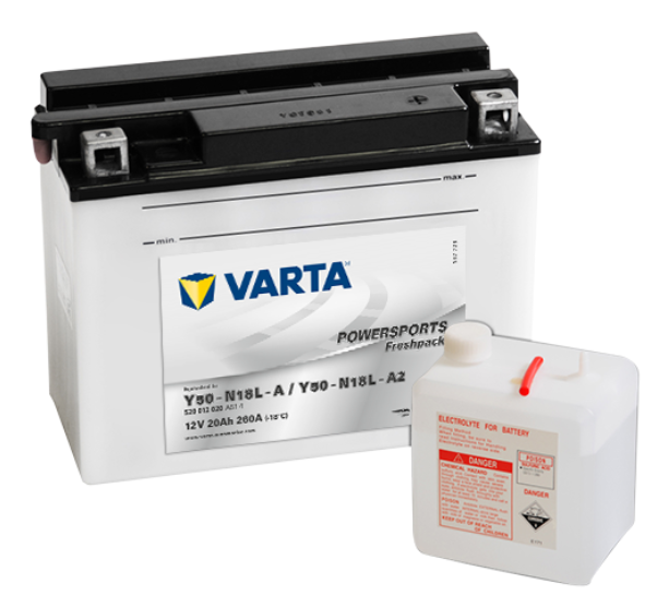 Аккумулятор мото VARTA POWERSPORTS FRESHPACK 520 012 026, 50-N18L-A/50N18L-A2, 20Ah 260A (207x92x164) 207x92x164