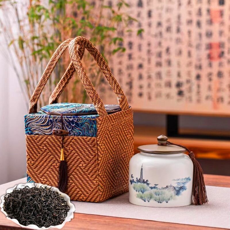 Подарочный Чай Фуцзянь Черный Цзиньцзюньмей Улун Керамическая банка для хранения с сумкой 250 гр