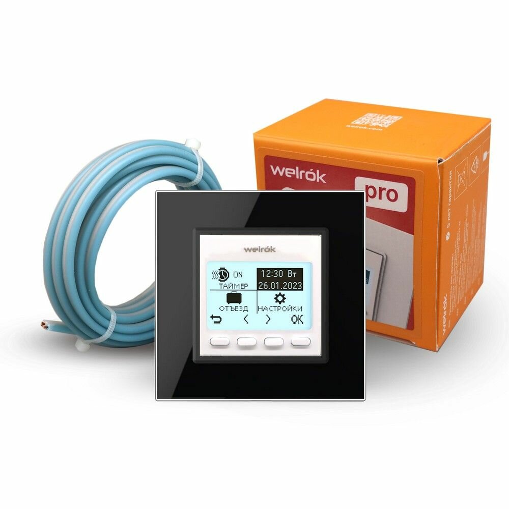Терморегулятор Welrok PRO для теплого пола, белый сенсорный, с датчиком воздуха и пола (3 м), совместим с рамками Livolo