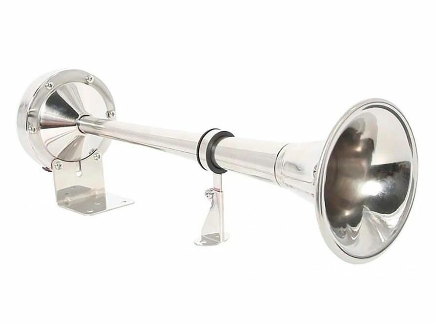 Горн однорожковый 40 см, электро-механический, сигнал, 12 В, нержавеющая сталь