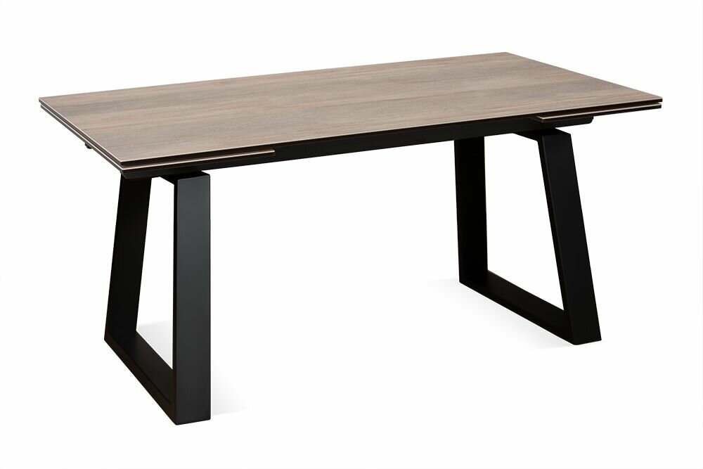 Стол обеденный керамический прямоугольный раздвижной ROVENA 160 WHITE OAK CER BK на металлокаркасе, столешница керамика, цвет беленый дуб, 160(240)х90 см