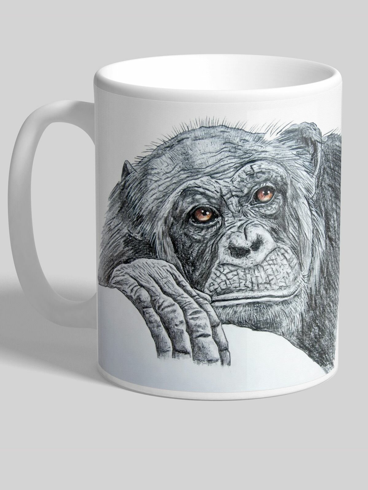 Кружка cooperative.moscow " Шимпанзе " (кружка с Шимпанзе , обезьяна , кружка с обезьяной , питомец, кружка с животным , подарок с любовью, друг человека, кружка с питомцем) , 330 мл, 1 шт