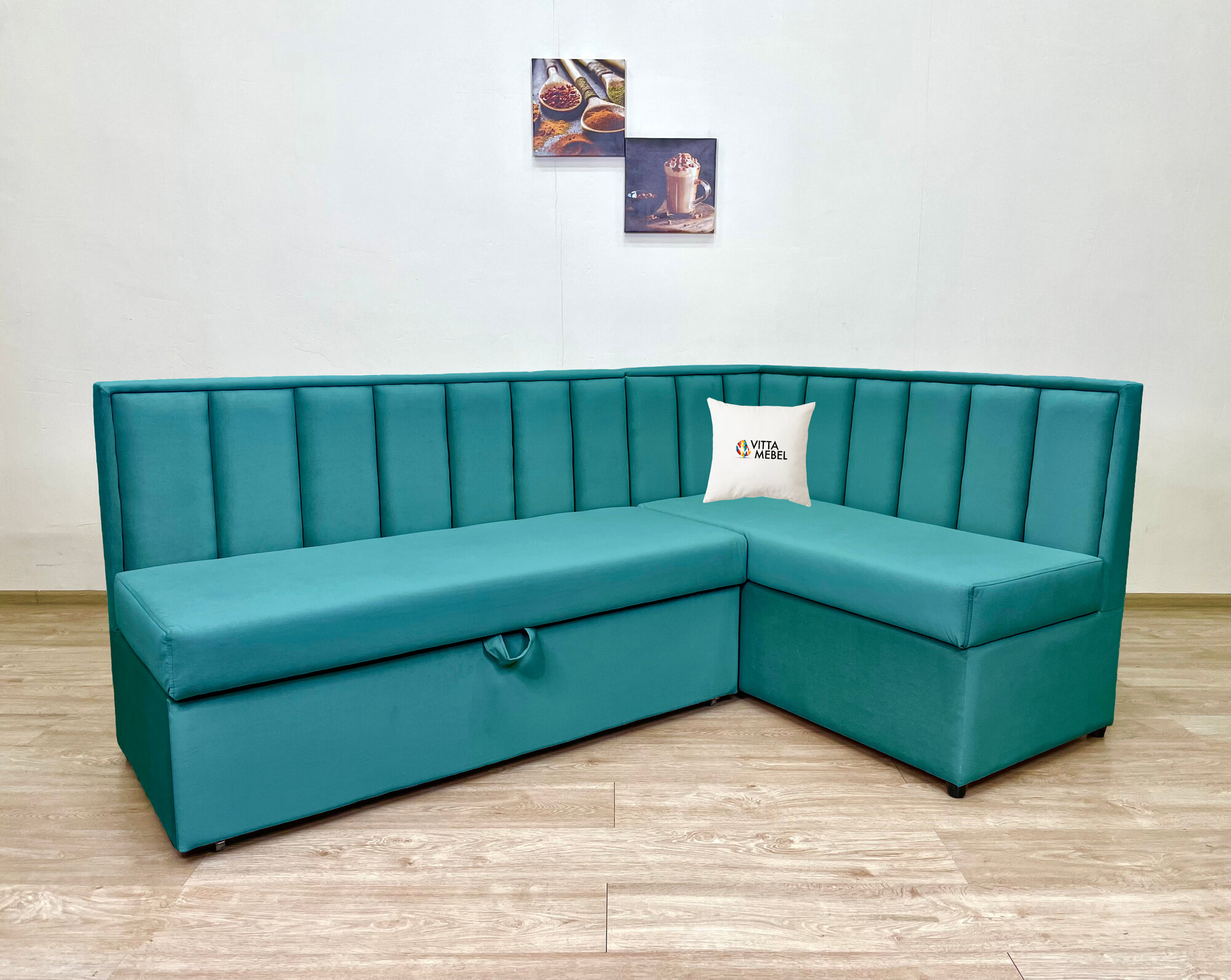 Кухонный уголок Santorini угол правый, бирюзовый