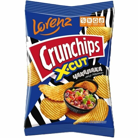 Чипсы Lorenz Crunchips X-Cut со вкусом «африканской Чакалаки» 70 г
