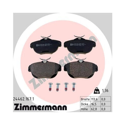 Колодки тормозные дисковые комплект Citroën Peugeot, ZIMMERMANN 24462.167.1 (1 шт.)