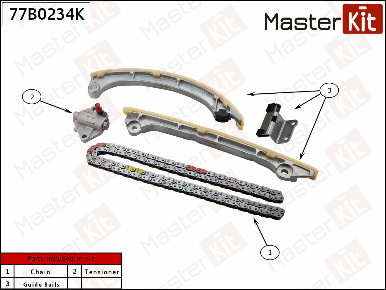 Комплект цепи ГРМ MAZDA CX-5/CX-9 2.5L PY-VPS 09- (без звездочек), MASTERKIT 77B0234K