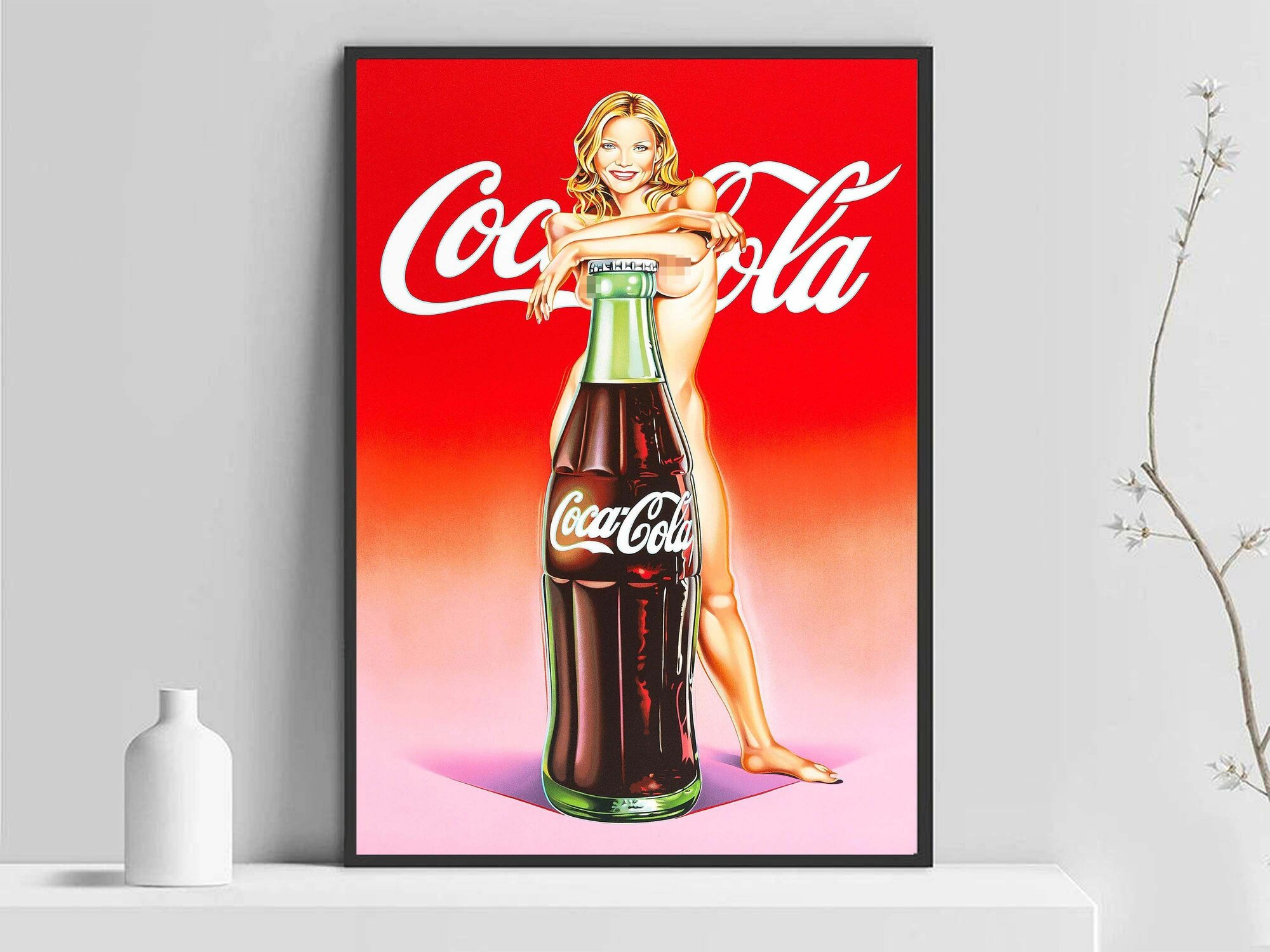 Набор интерьерных постеров Мэл Рамос "Девушки для рекламы Кока-кола" 3 шт А3 без рамы. 3 Рекламных плаката поп-арт - "Девушки Ню Mel Ramos"