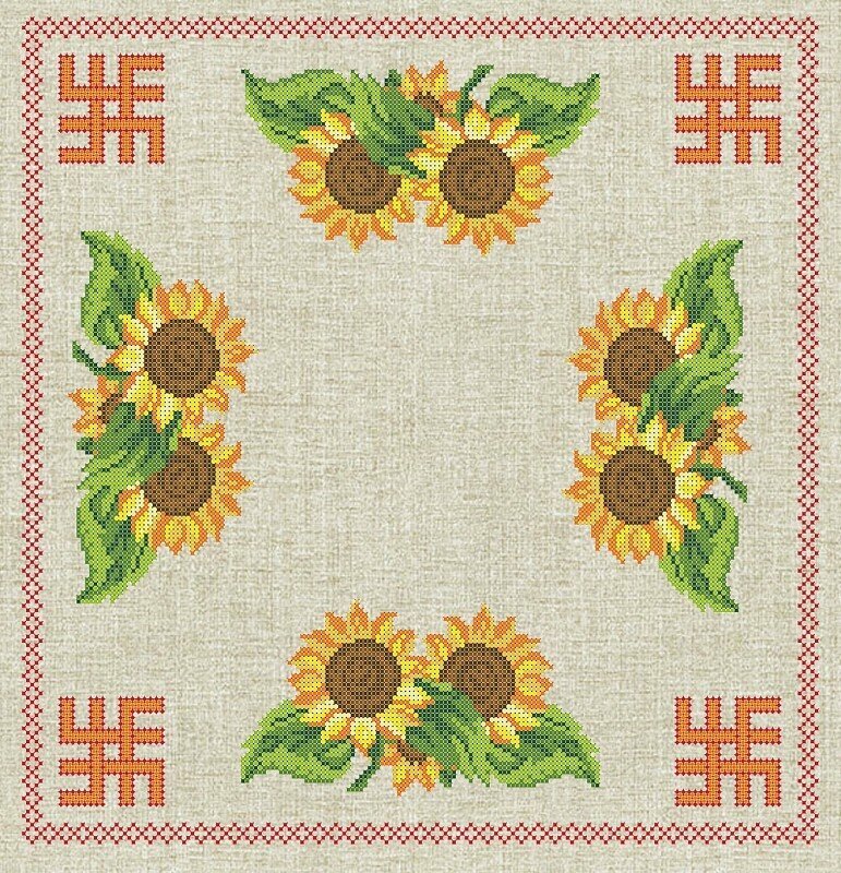 Набор для вышивания Каролинка #ККСН(лен)-020 Салфетка "Сварог", Несчетный крест, 45 х 45 см