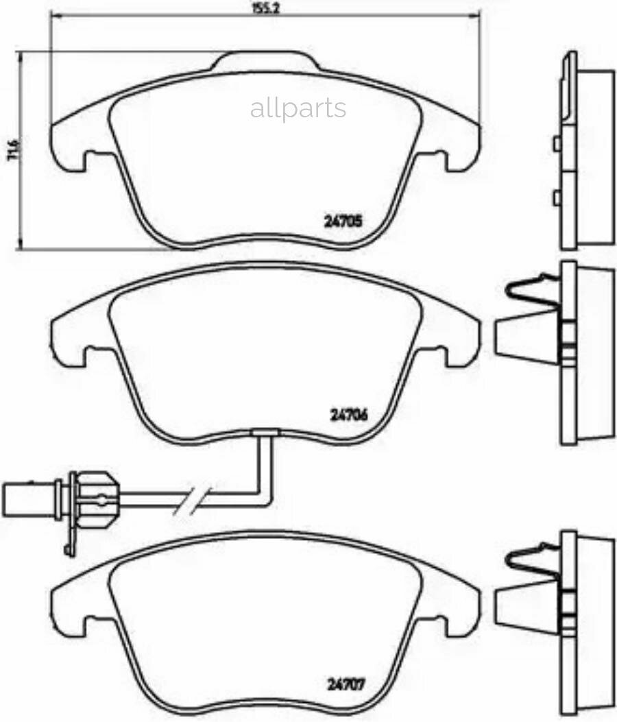 BREMBO P85113 Колодки тормозные дисковые передн A4 (8K2), A4 Allroad (8KH), A4 Avant (8K5), A5 (8T), A5 Convertibl BREMBO P85113