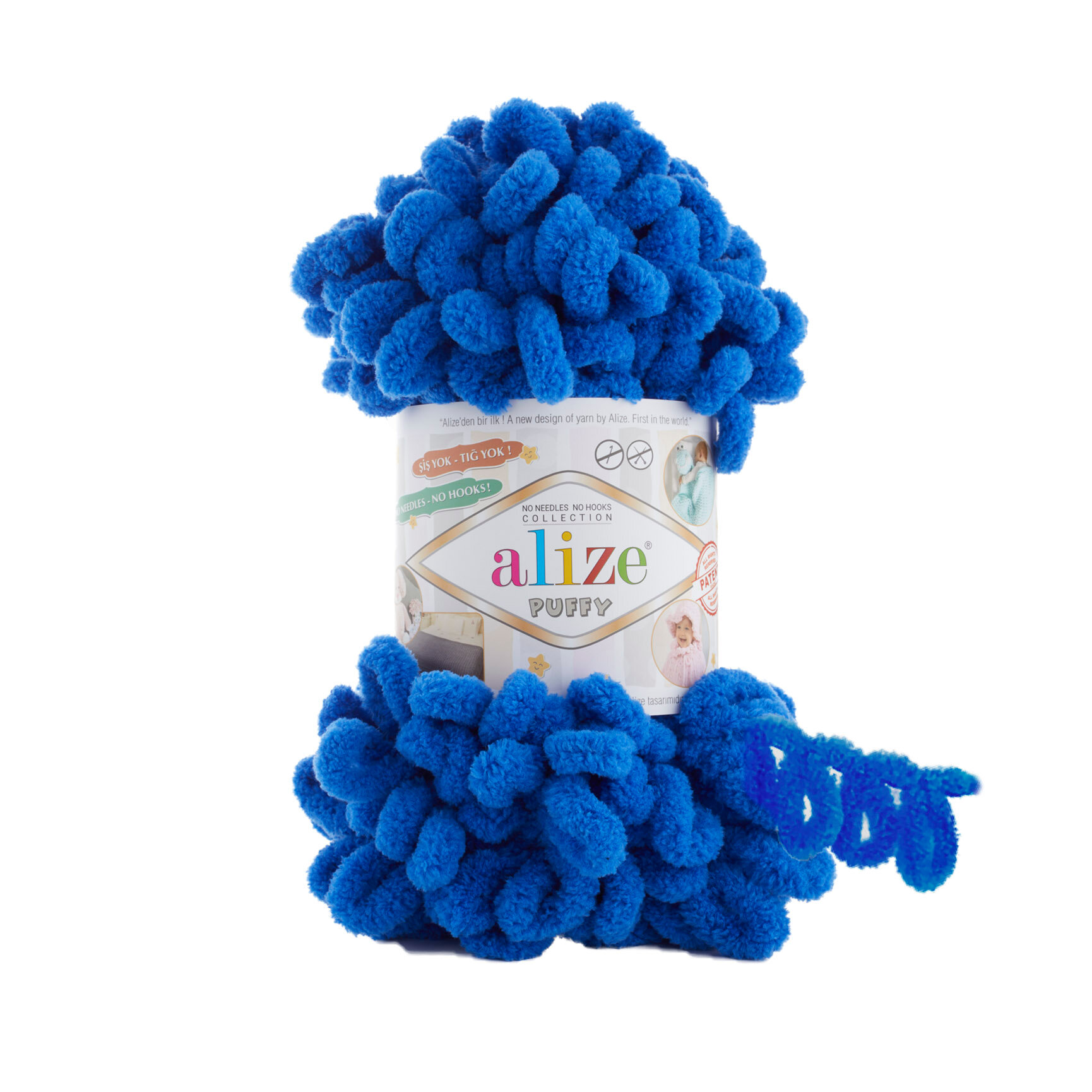 Пряжа для вязания Puffy Alize 3 мотка (9 м, 100 гр), цвет 141 василек