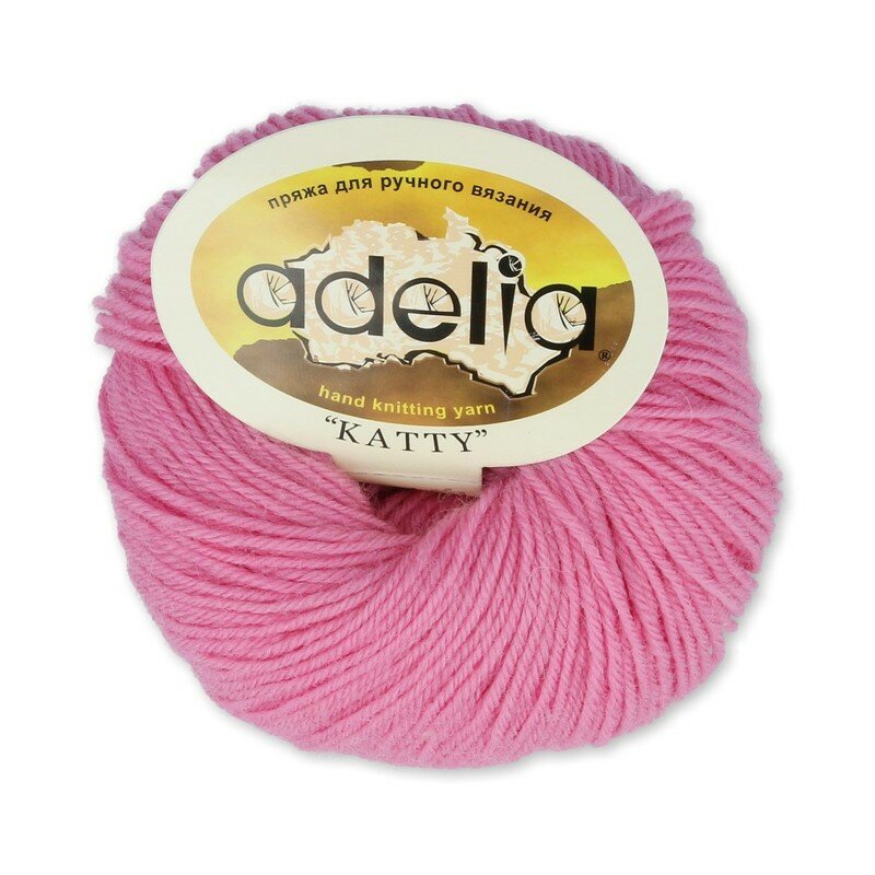 Пряжа ADELIA "KATTY" 100% шерсть 50 г 150 м №06 яр. розовый
