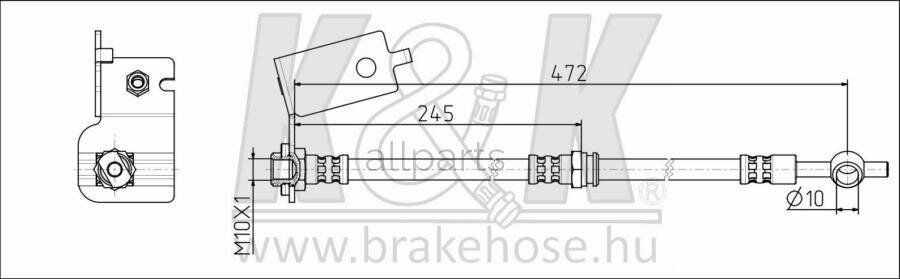 K&K FT0140 Шланг тормозной HYUNDAI Santa F? (SM) 2.4 16V 2.4 16V 4x4 2.7 V6 4x4 02.01-