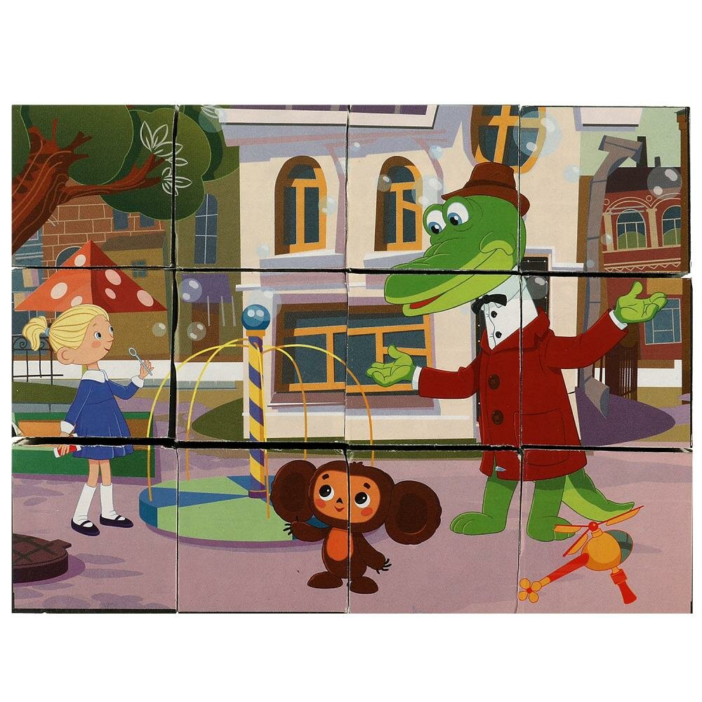 Набор из 12-ти кубиков Чебурашка. Союзмультфильм Умные игры 01315-CHE2