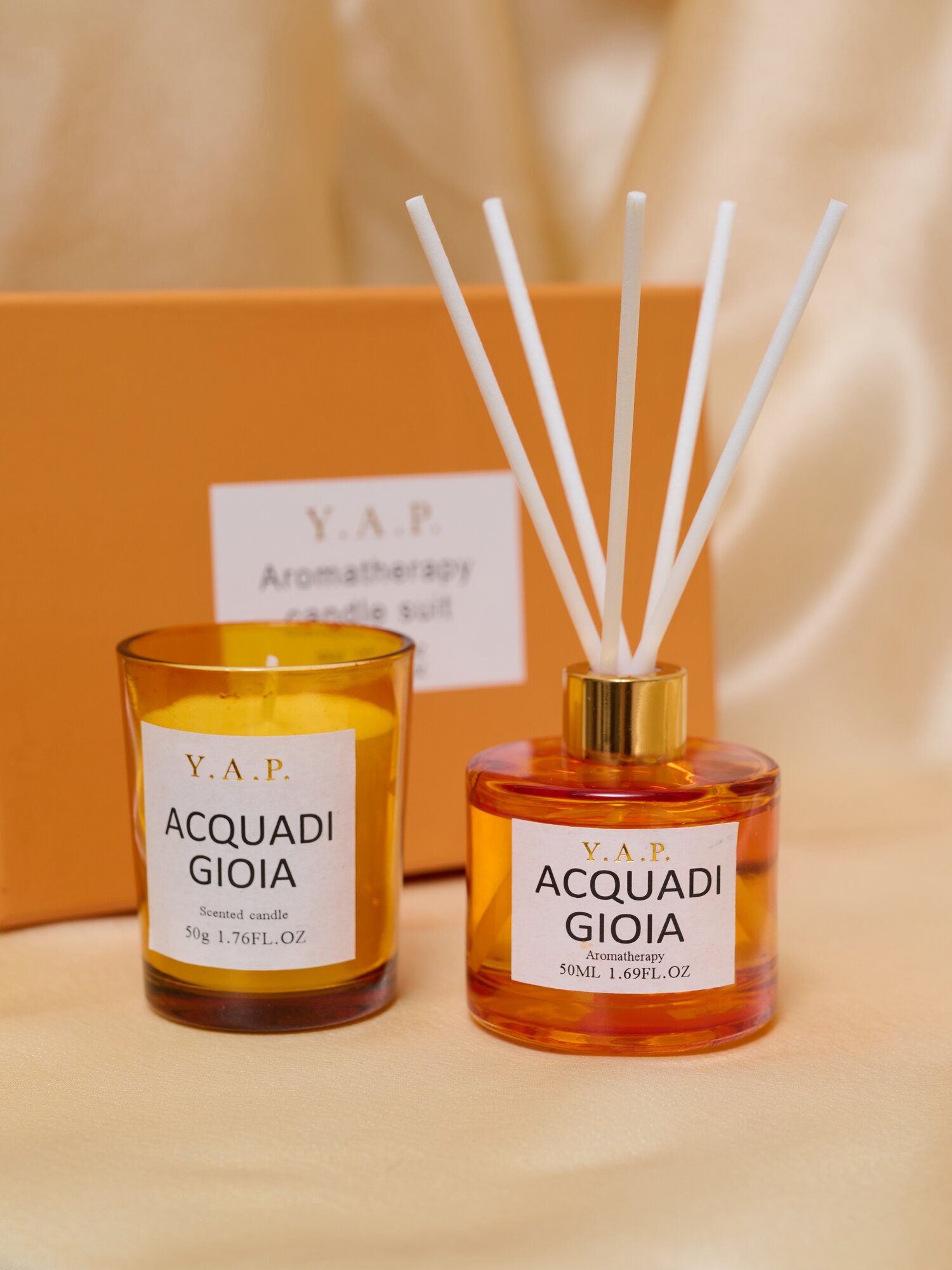 Подарочный набор ароматический для дома, офиса AQUA DI GIOA: аромадиффузор, свеча натуральная. Подарок на 8 марта