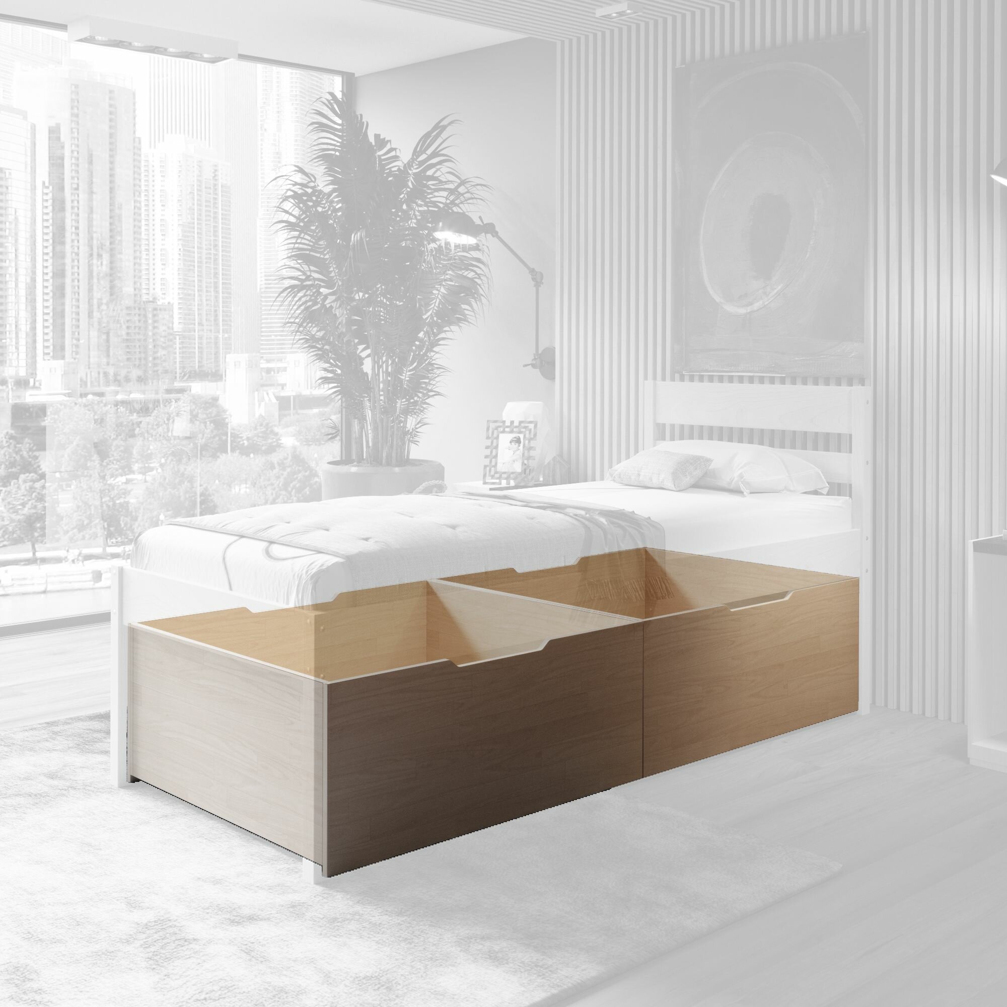 Ящик для высокой кровати 80х180 см, Hansales, выкатной, подкроватный, 79х77,5 см, 1 шт.