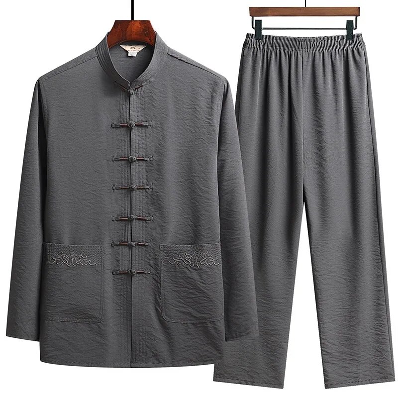 Yangko танцевальный костюм, мужская, куртка+брюки Серый, XXXL (85-95kg), 7