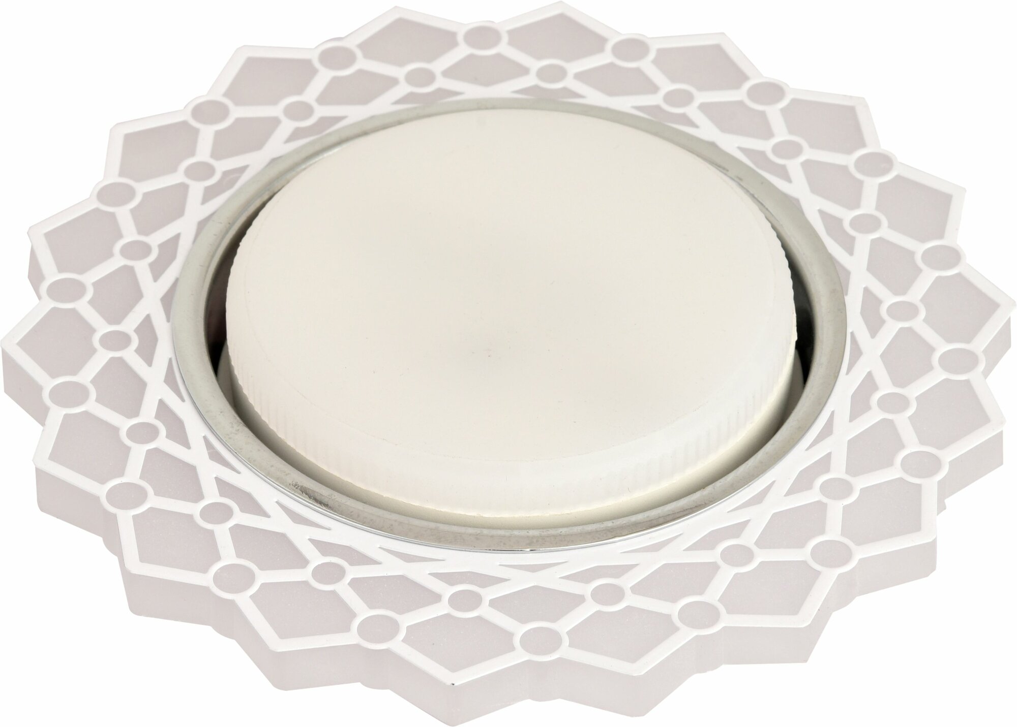 Светильник De Fran с светод. подсветкой GX53/SMD 4000К с металл. ажуром и акрилом d120мм (25SMD 5Вт 450Лм), FT 9129