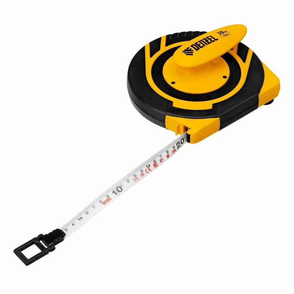 Рулетка геодезическая 30 м х 15 мм, закрытый корпус, фиберглассовая лента, Denzel 31291