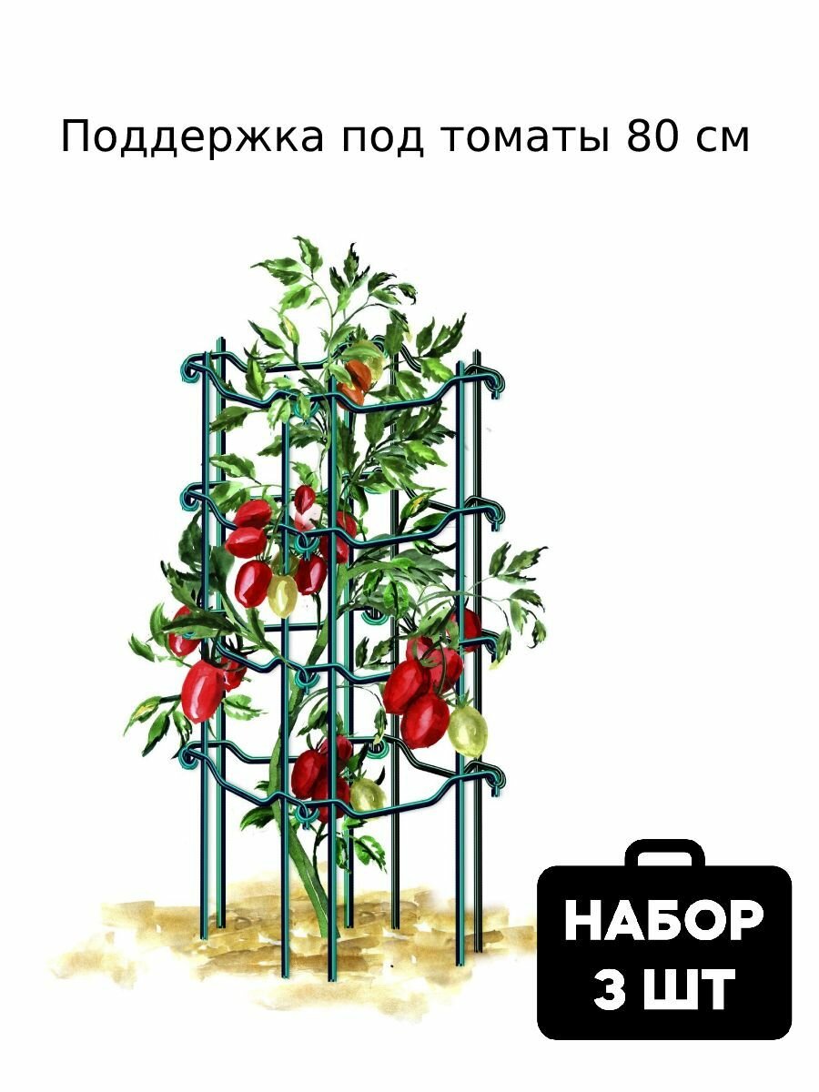 Поддержка под томаты 80 см бирюзовая (набор 3 шт)