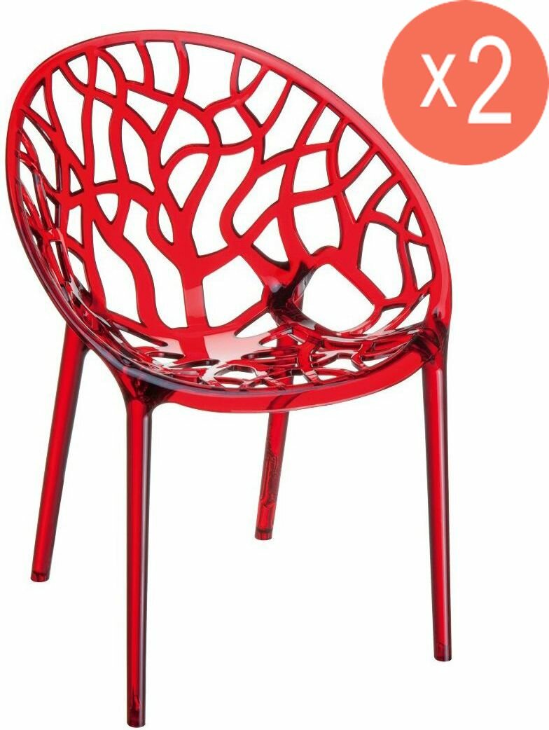 Комплект из 2-х прозрачных кресел Crystal, Siesta Contract, красные