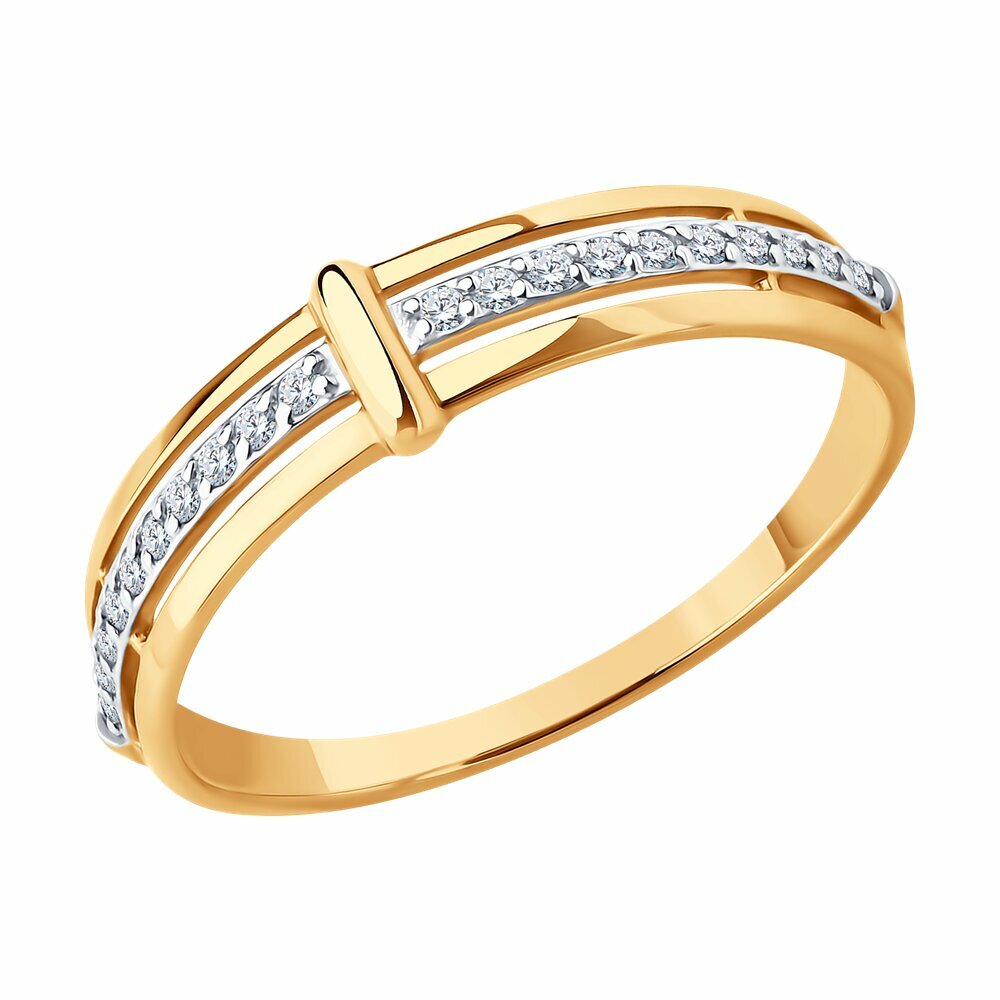 Кольцо, красное золото, 585 проба, фианит