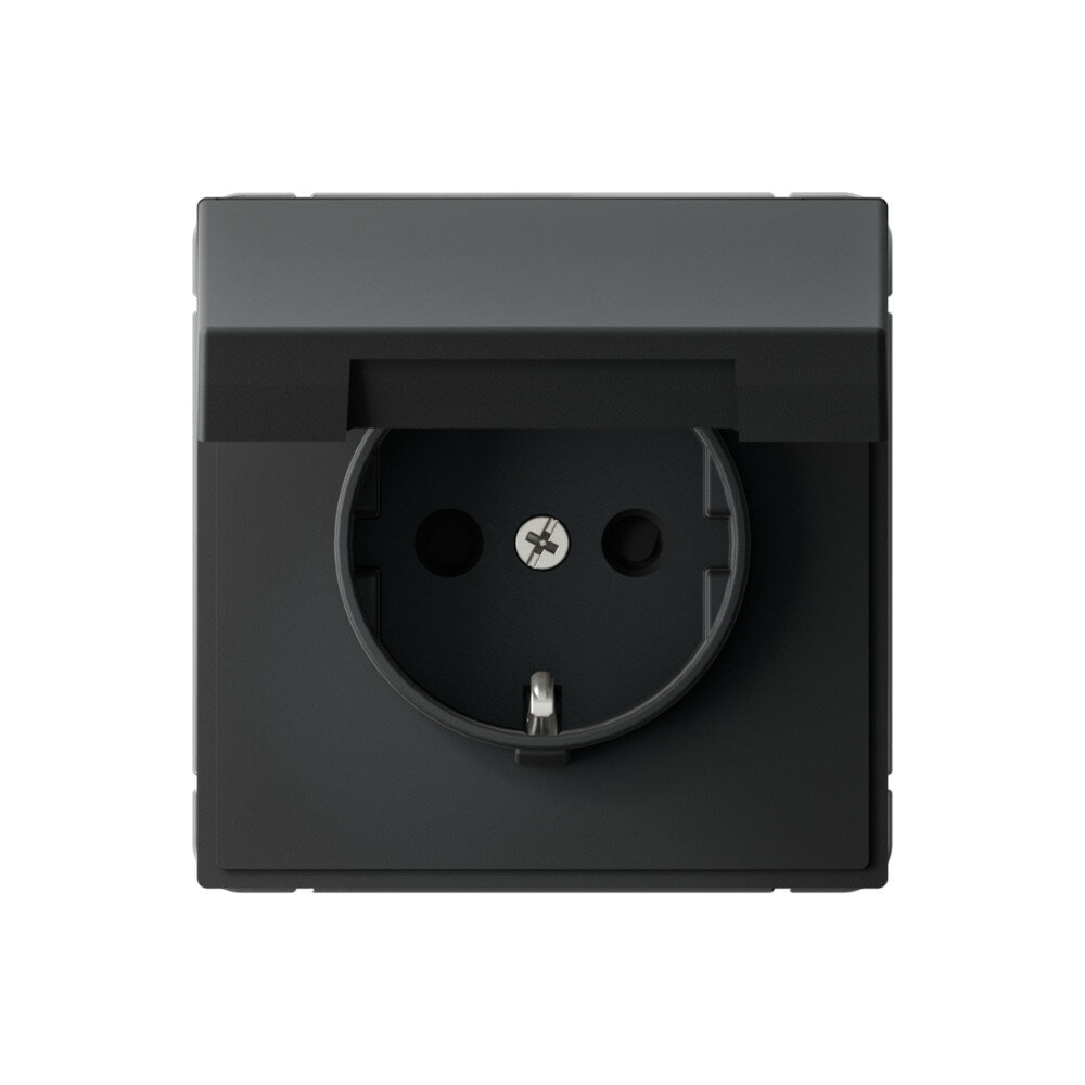 ArtGallery Розетка с заземлением со шторками и с крышкой, 16А, IP20, цвет Карбон