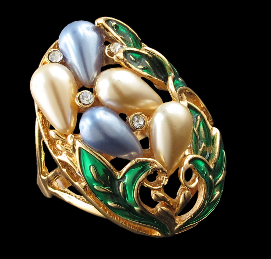 Кольцо, жемчуг имитация