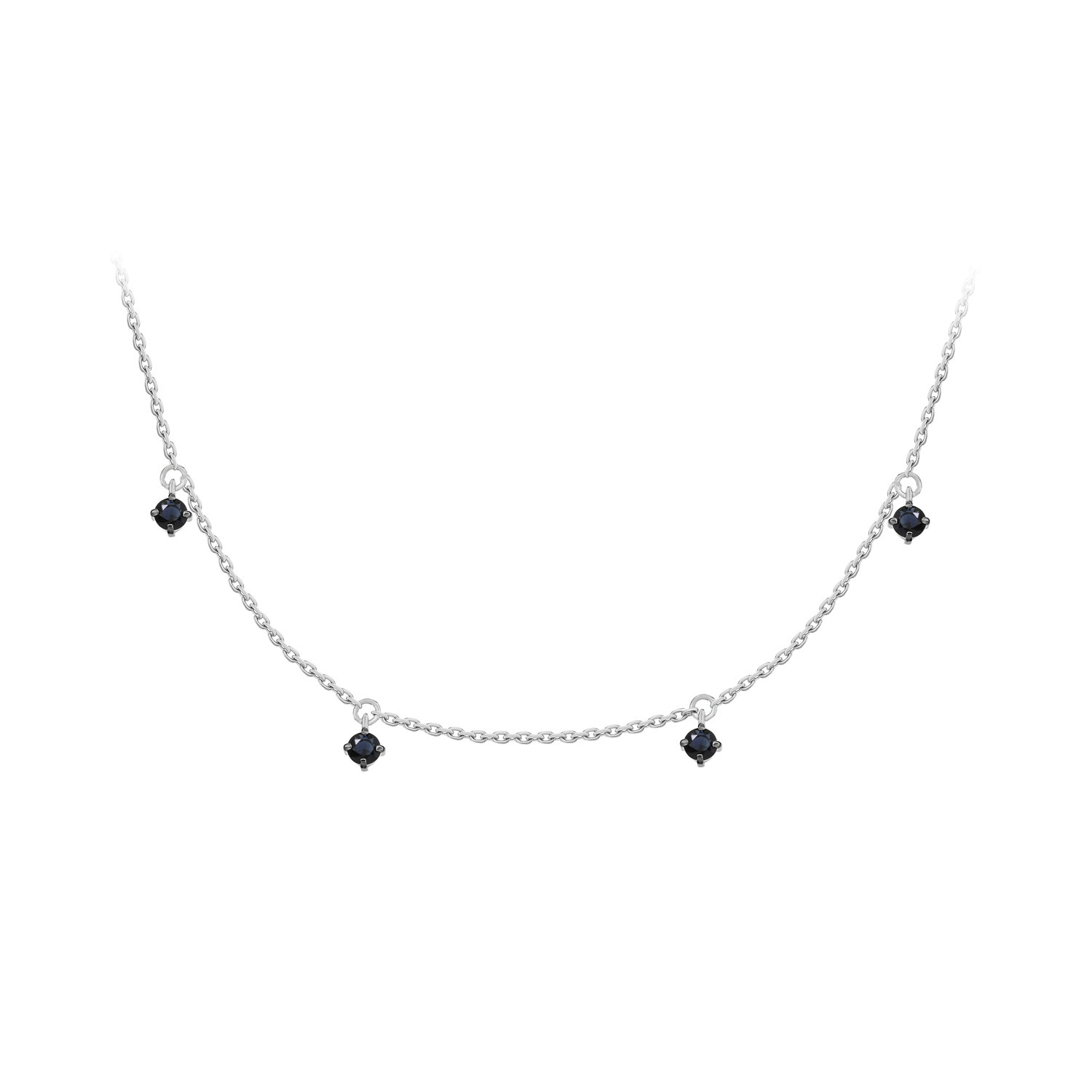 Колье, белое золото, 585 проба, сапфир