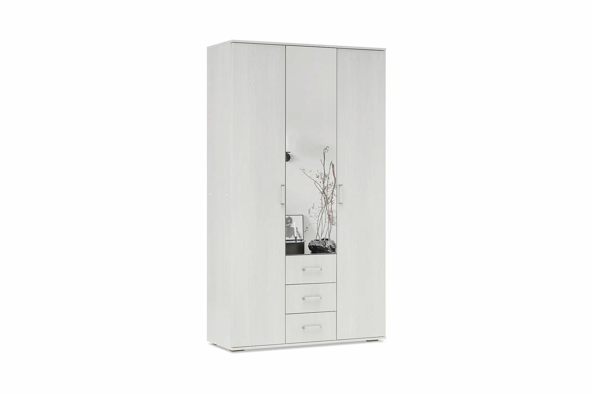 Шкаф 3-х дверный Изабель ясень белый, 120х47х212 см