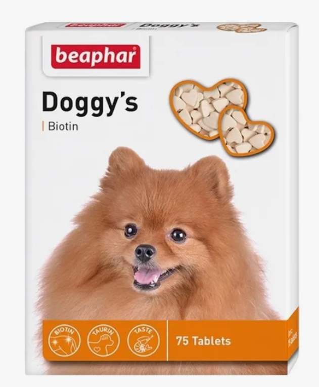 Витаминизированное лакомство для собак Beaphar Doggy`s Biotin с биотином, 75 шт