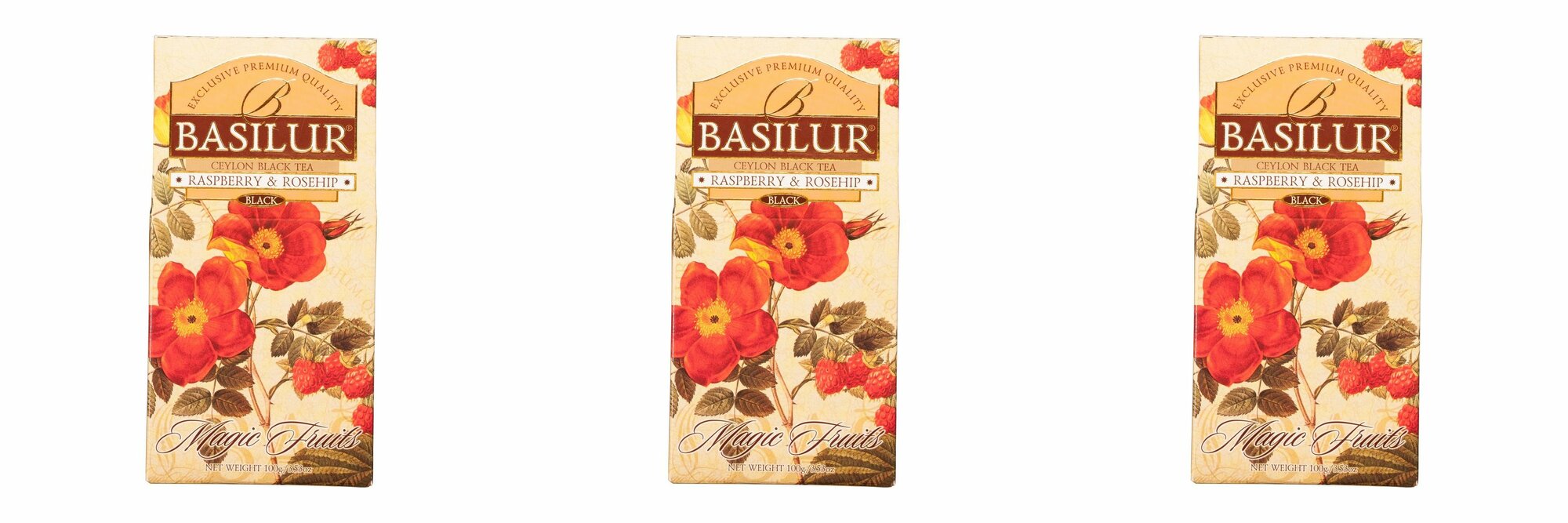 Basilur Чай черный , волшебные фрукты , малина и шиповник, 100гр, 3 уп.