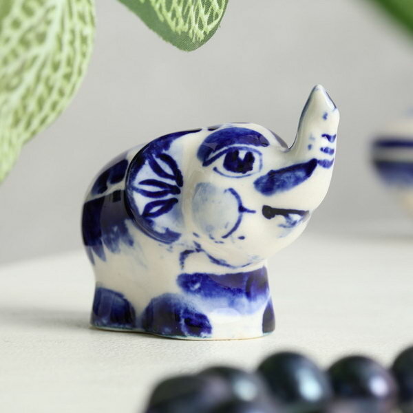 Фигурка фарфор гжель "Слоник", цвет: белый, для кого: унисекс