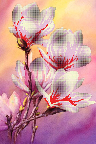 "Цветок весны" - канва с рисунком для частичного вышивания бисером от бренда Astrea