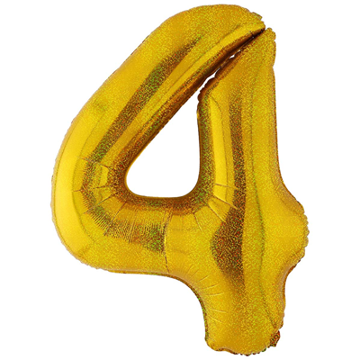 Шар фольгированный ненадутый К цифра 4 40" Золотой блеск