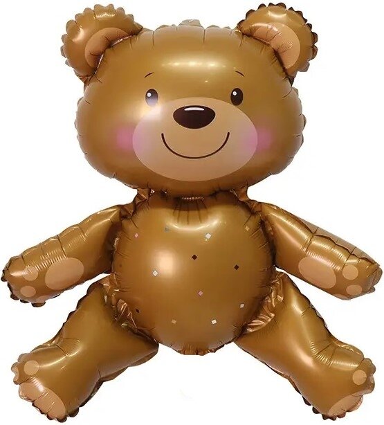 Шар 3D (24'/61 см) Фигура, Сидячий мишка, Коричневый, 1 шт.