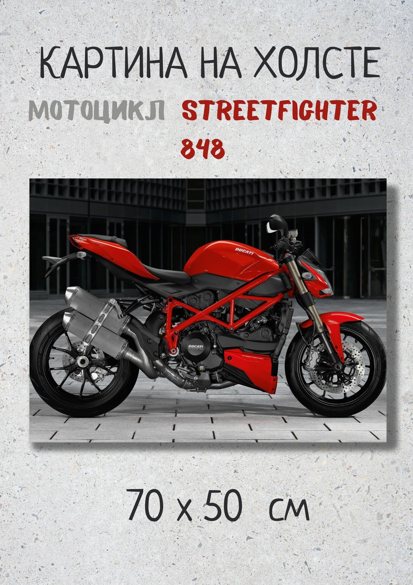 Фотокартина со спортивным мотоциклом "Дукати Ducati" 70х50