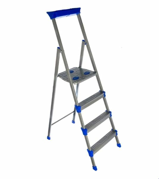 Стремянка СМ4, стальная из профил трубы, широкая ступ, лоток для инстр