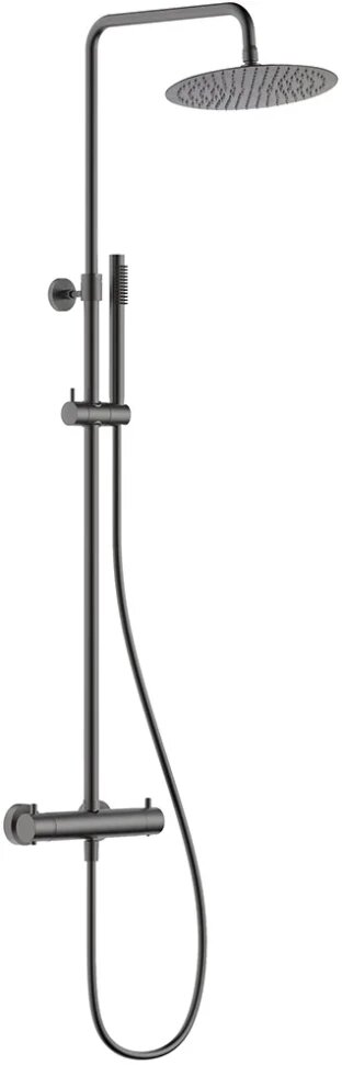 Душевая система AQUAme Siena AQM8006GM 250 мм, с термостатом, оружейная сталь