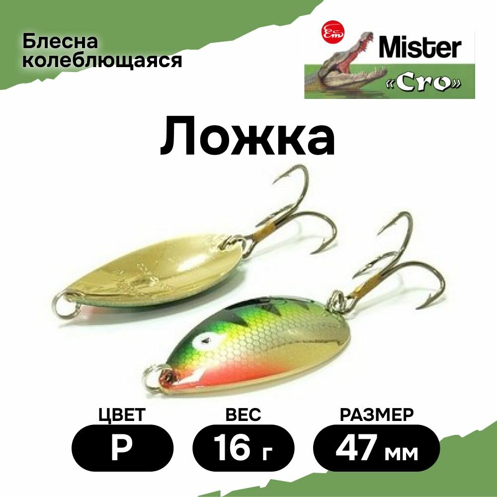 Блесна Mister Cro ложка, 47/16 P, блесна на щуку, колебалка