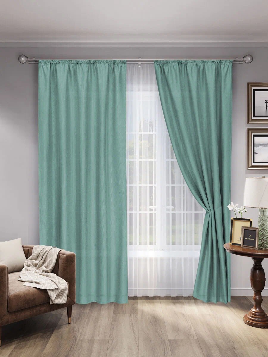 Плотные шторы рогожка димаут 200х260, комплект 2 штУКИ