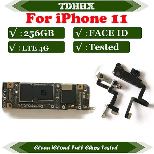 Материнская плата для iPhone 11 Clean iCloud 64 Гб материнская плата с системой 256 ГБ логическая плата 128 ГБ полнофункциональная поддержка обновления 256GB With Face ID