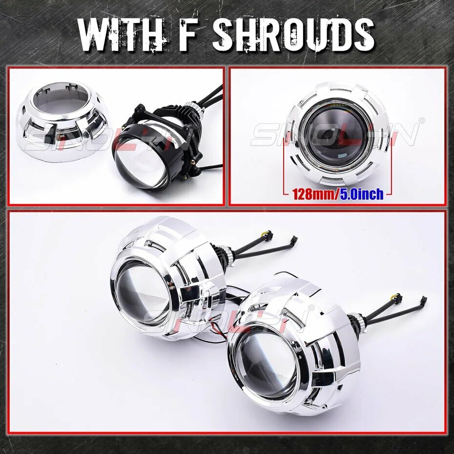 Sinolyn 3" H4 LED линзы с F Shrouds