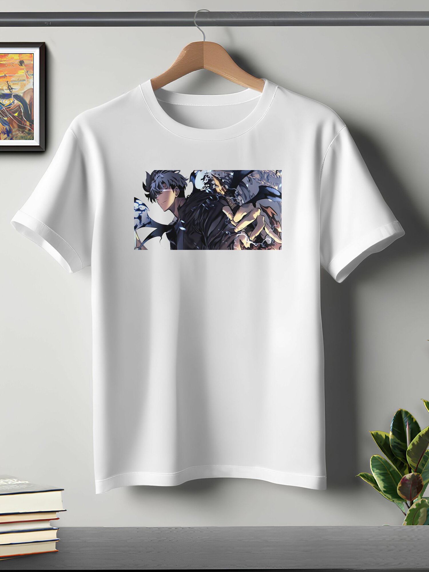 Футболка  Детская ONEQ 158 (13-14) размер с принтом Solo Leveling, белая