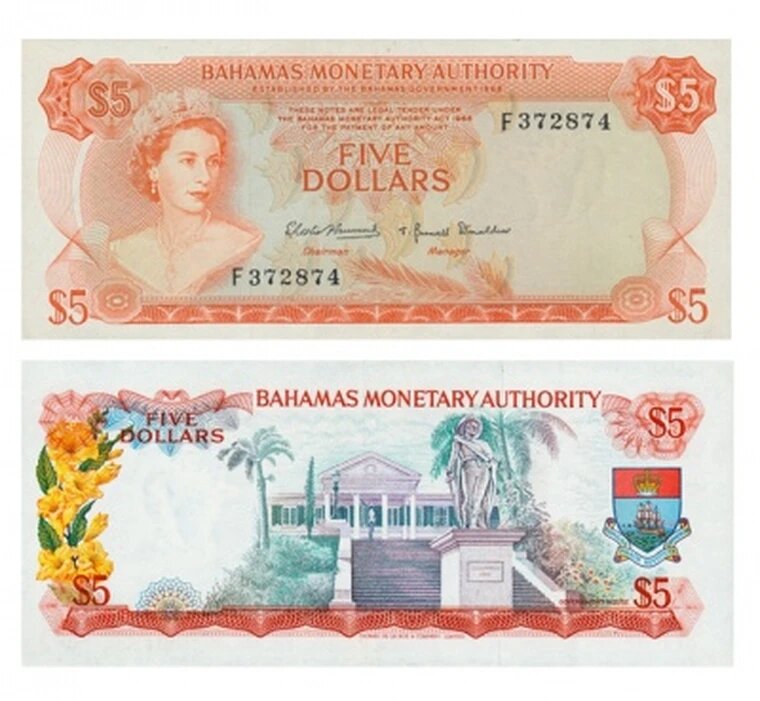 5 долларов 1968 года Багамы, сувенирная копия, банкноты и купюры редкие коллекционные