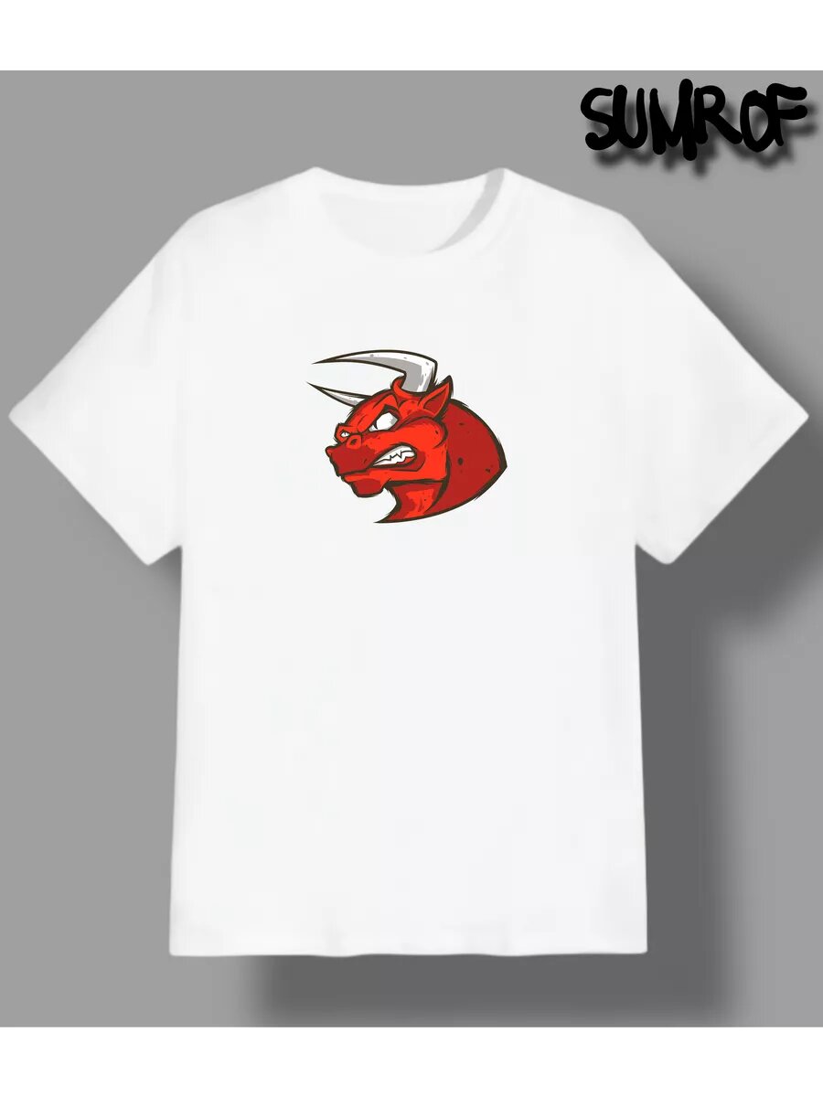 Футболка голова быка краснаяя