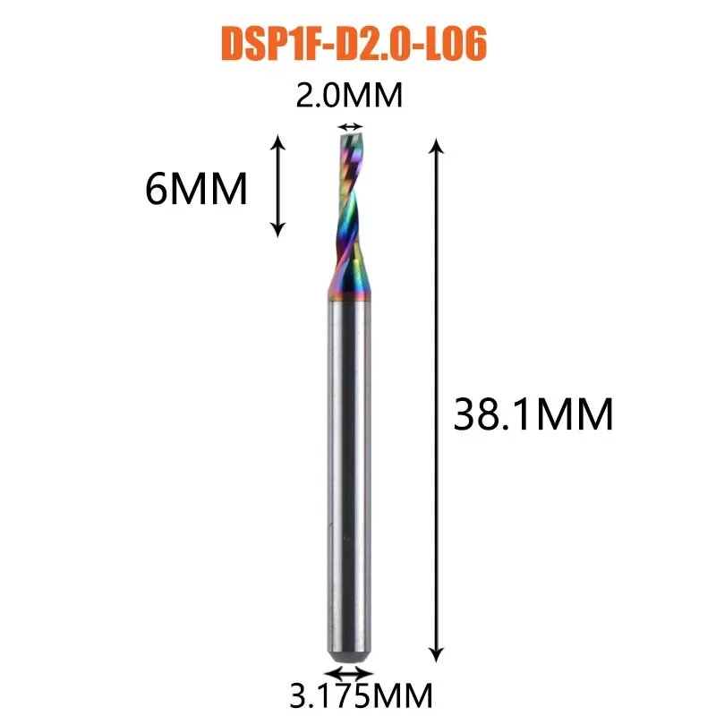 Dreanique спиральная концевая фреза DLC 3,175 мм DSP1F-D2.0-L06-R