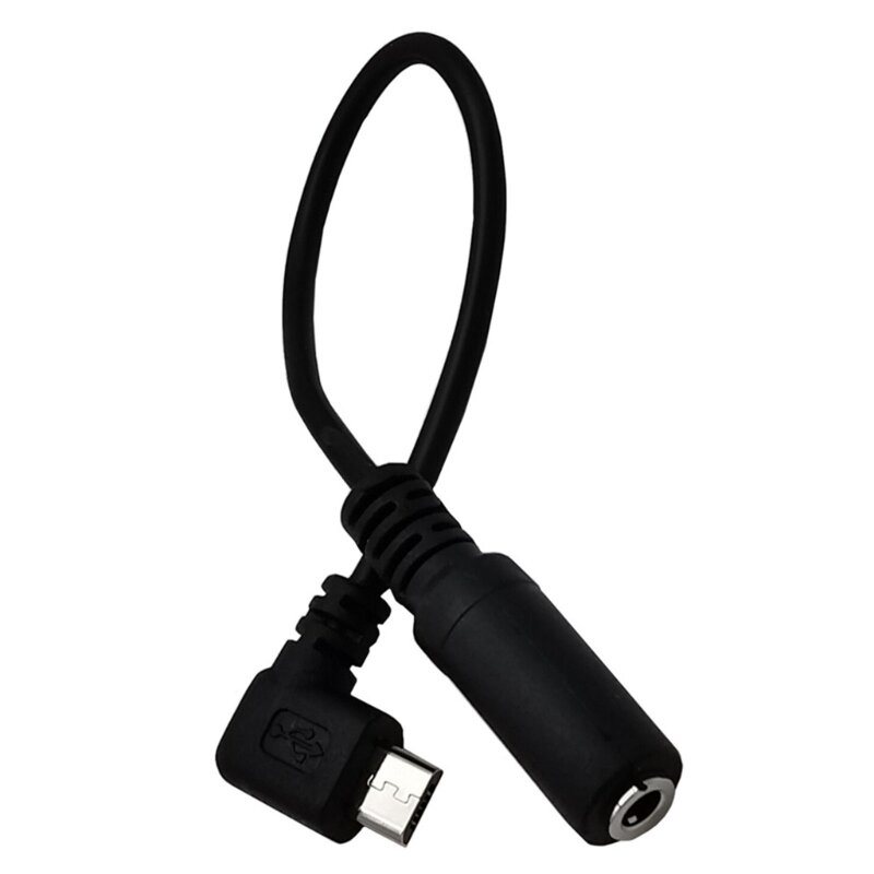 Кабель-адаптер Micro USB с угловым разъемом «папа» на 3,5 мм аудиоразъем, кабель для подключения наушников, длина 0,15 м.