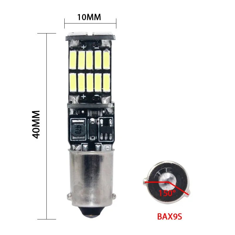 2 шт. BA9S BAY9S BAX9S T4W H6W 4014 26SMD Внутреннее освещение Лампа для приборов BAX9S-150